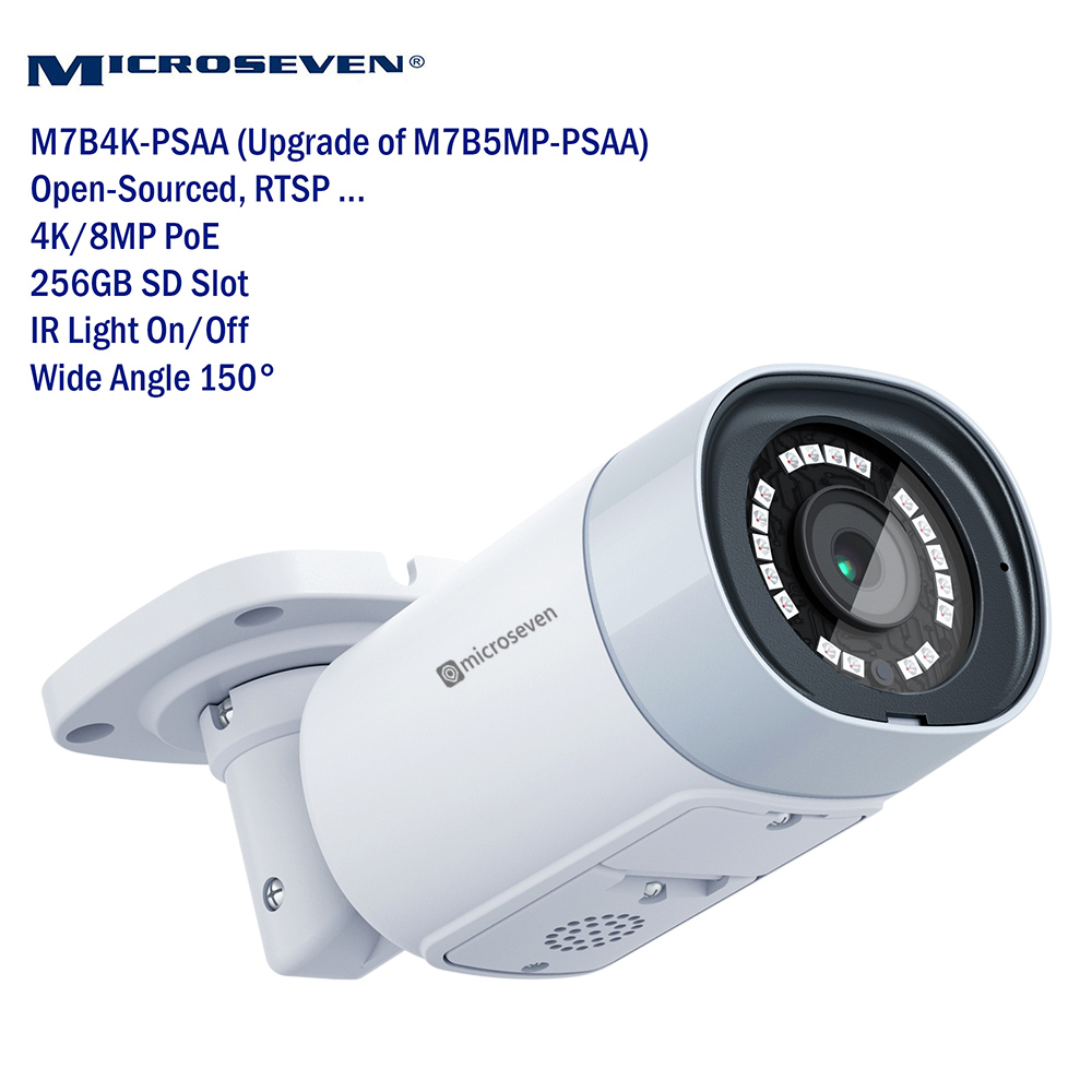 Microseven Open Source Ultra HD 4K/8MP(3840x2160)[WiFi+PoE] All in One ...