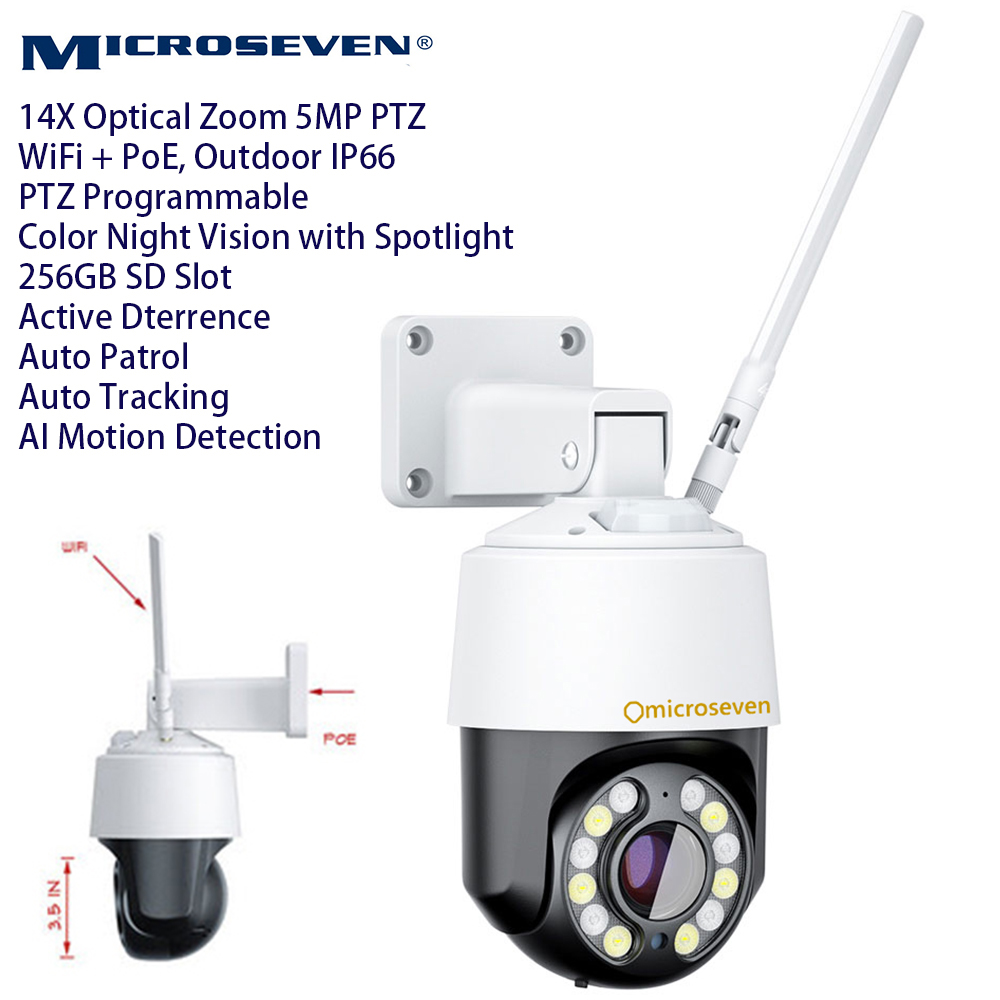 Microseven Professional Open Source Security Camera, Remote Managed, 4X ...